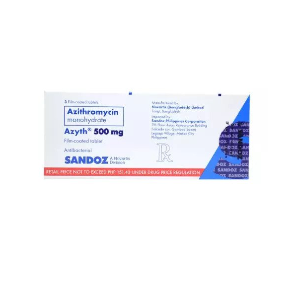 AZYTH Azithromycin Monohydrate 500mg Film-Coated Tablet 1's price in ...